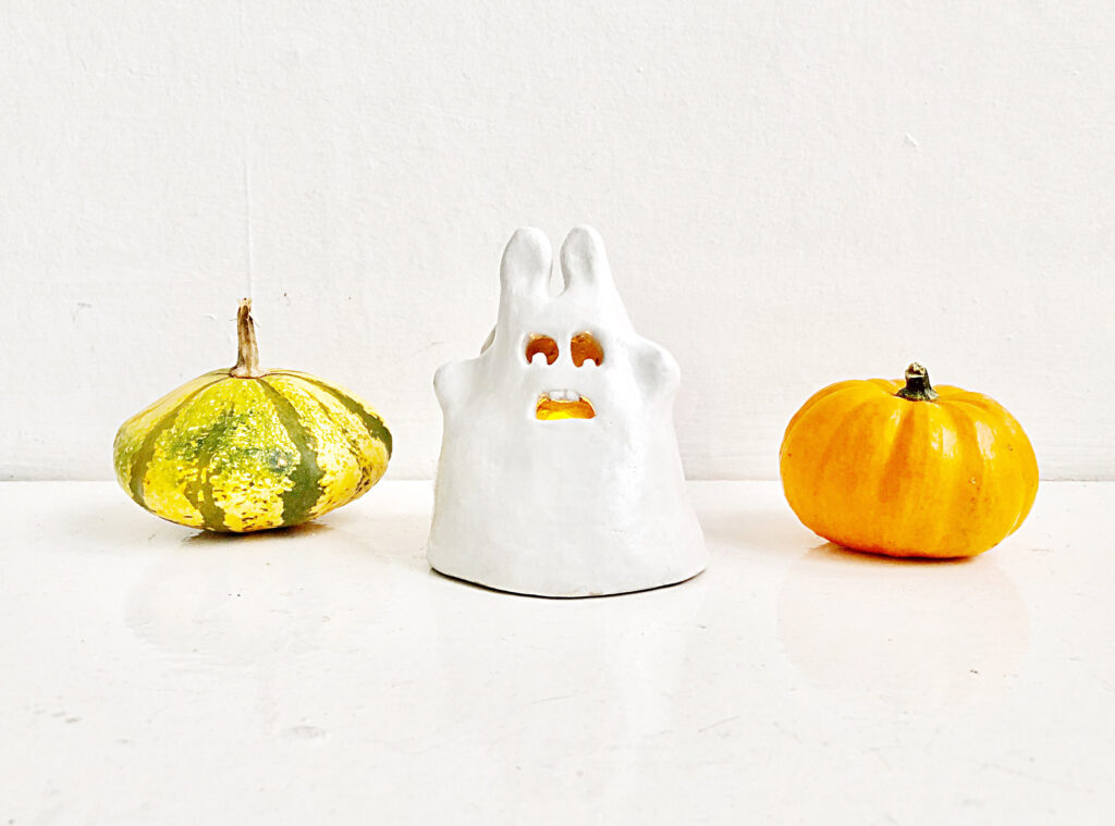 Bunny SPook - Ceramic Rabbit Ghost WIth led Light - Rose B Designs